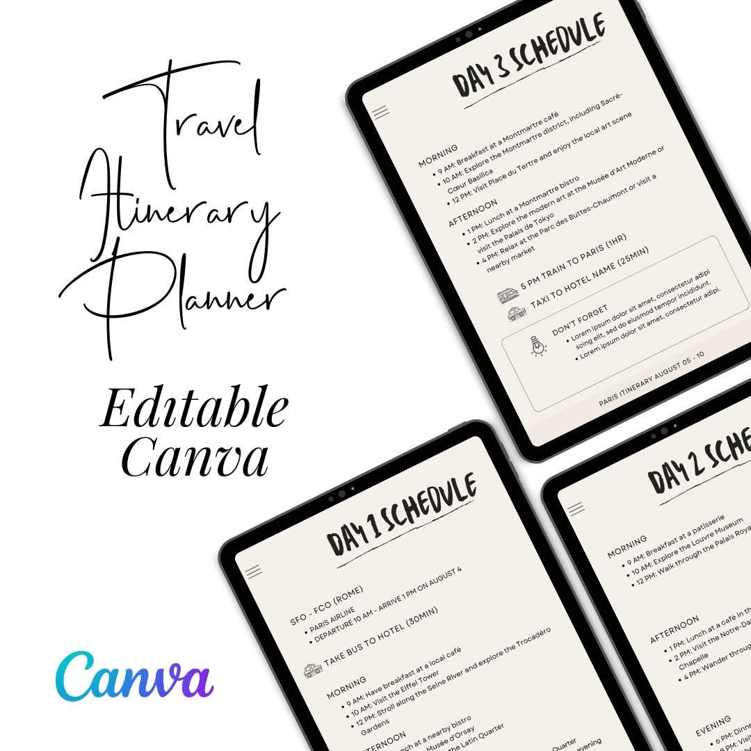 Travel Itinerary Templates, Mobile Itinerary, Travel Schedule ...