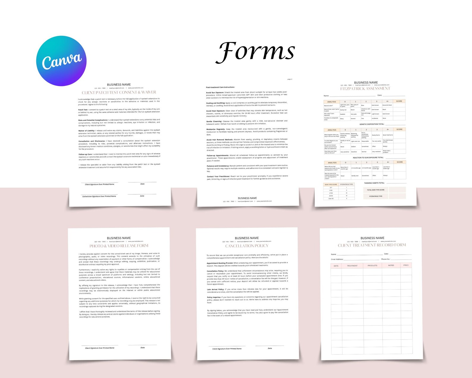 Editable Laser Hair Removal Consent Forms, Intake Form, Fitzpatrick ...