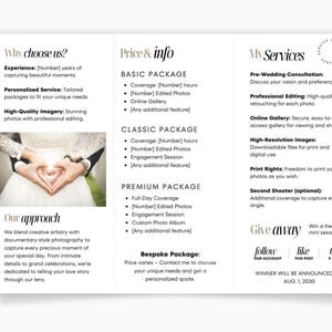 Photography Trifold Template, Photographer Welcome Packet Guide ...