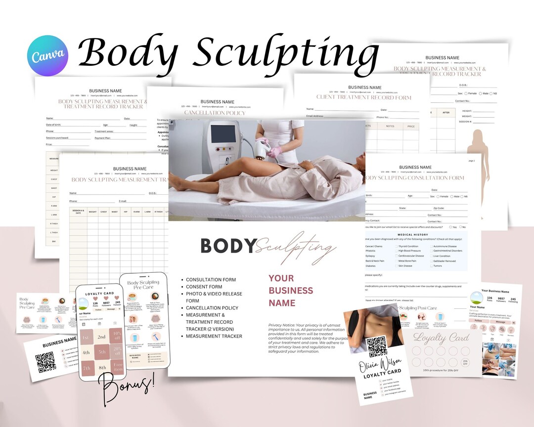 Editable Forms for Body Sculpting, Consent Forms, Canva Editable ...