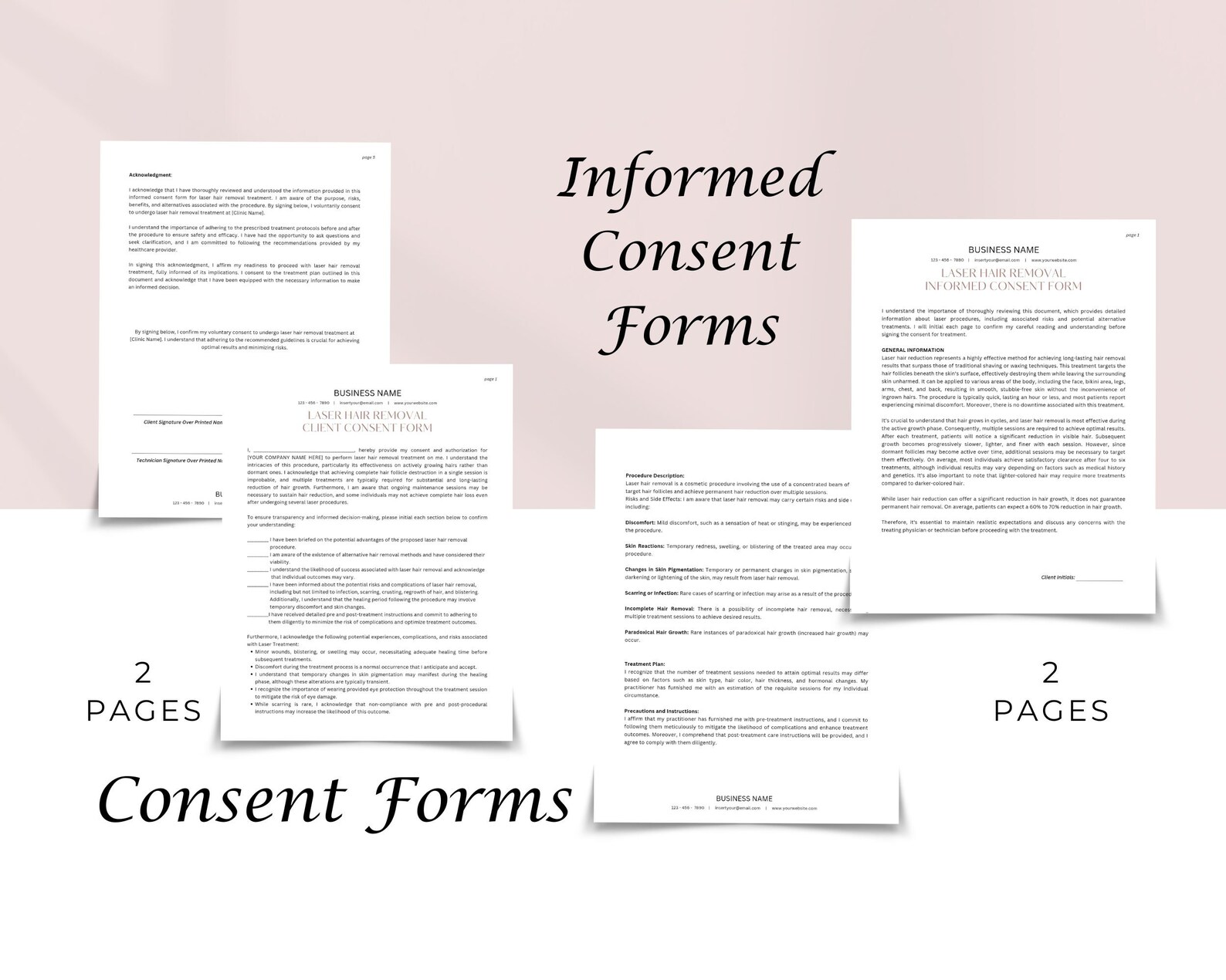 Editable Laser Hair Removal Consent Forms, Intake Form, Fitzpatrick ...