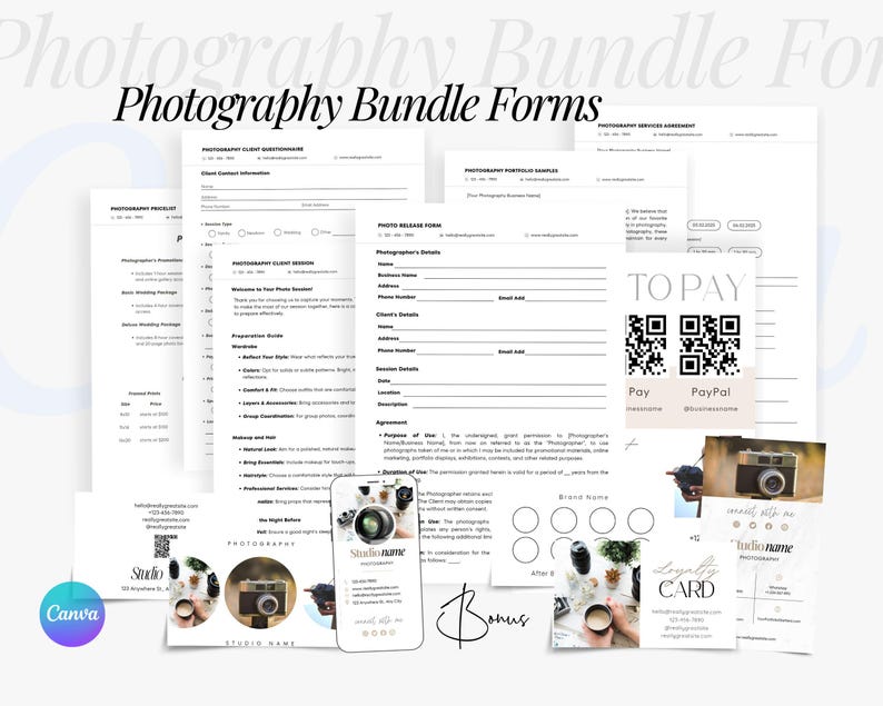 Photography Client Welcome Packet, Client Contract Template, Editable ...