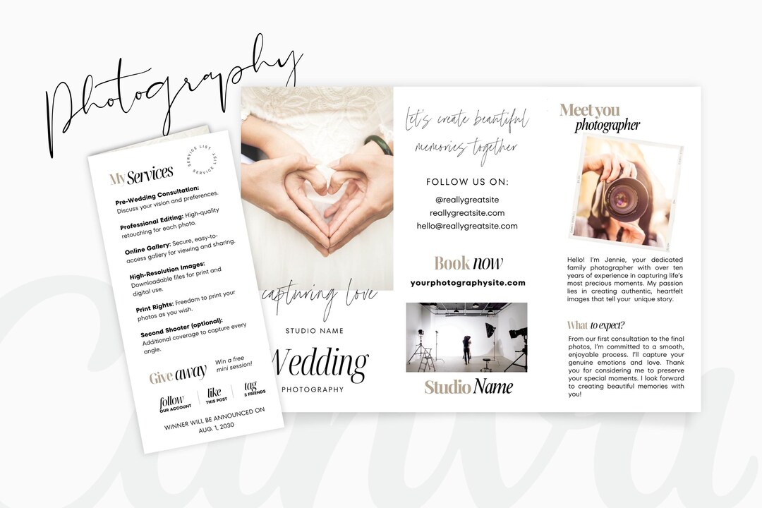 Photography Trifold Template, Photographer Welcome Packet Guide ...