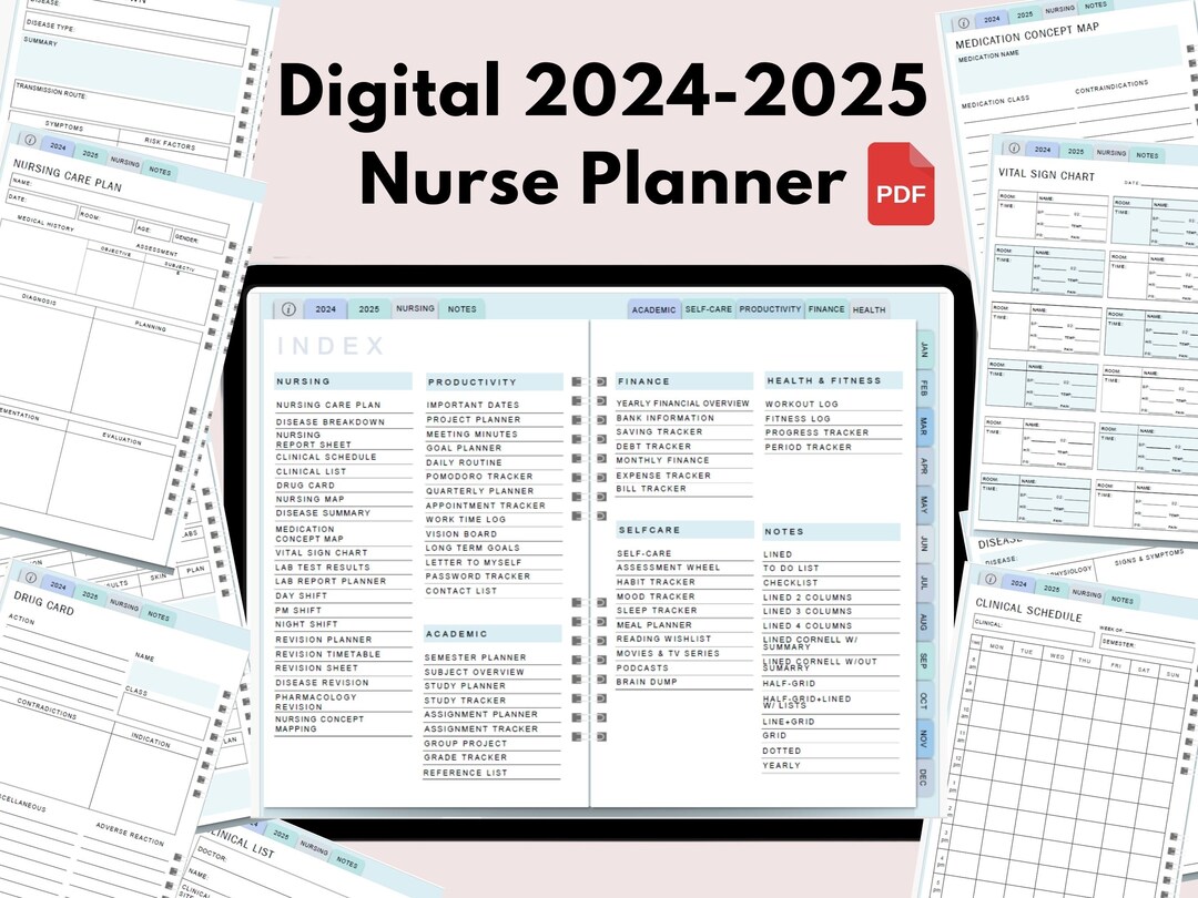 Nursing Student Digital 2024-2025 Planner, Planner for Nursing Student ...