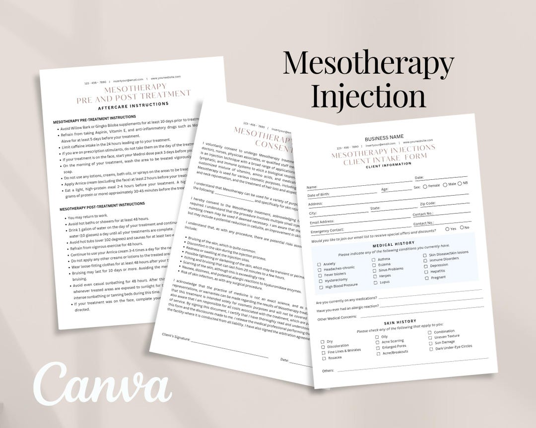 Meso Therapy Injections Forms, Client Consent Form, Invoice Template ...