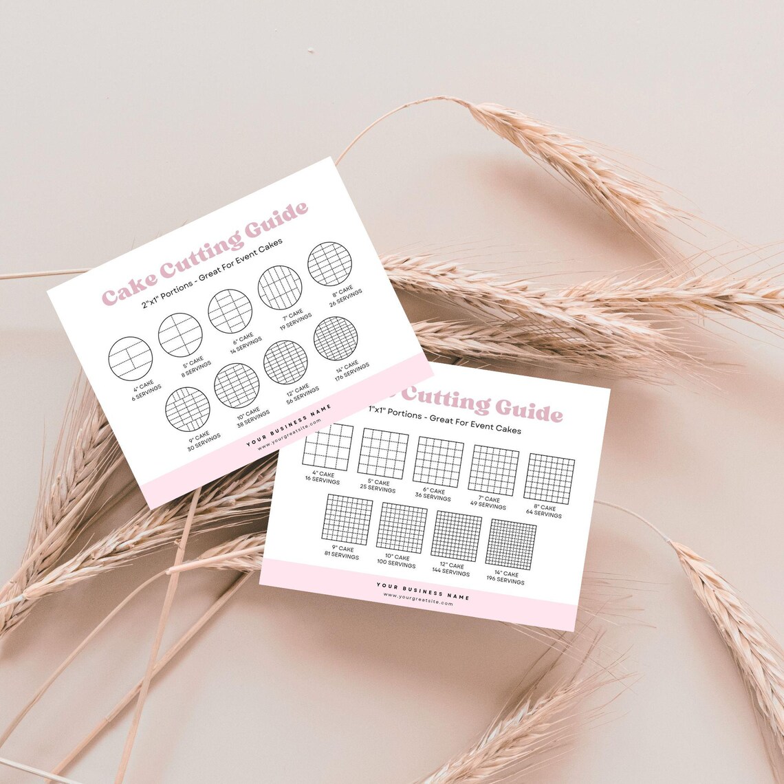 Cake Cutting Guide Card Printable, Editable Canva Template, Bakery ...