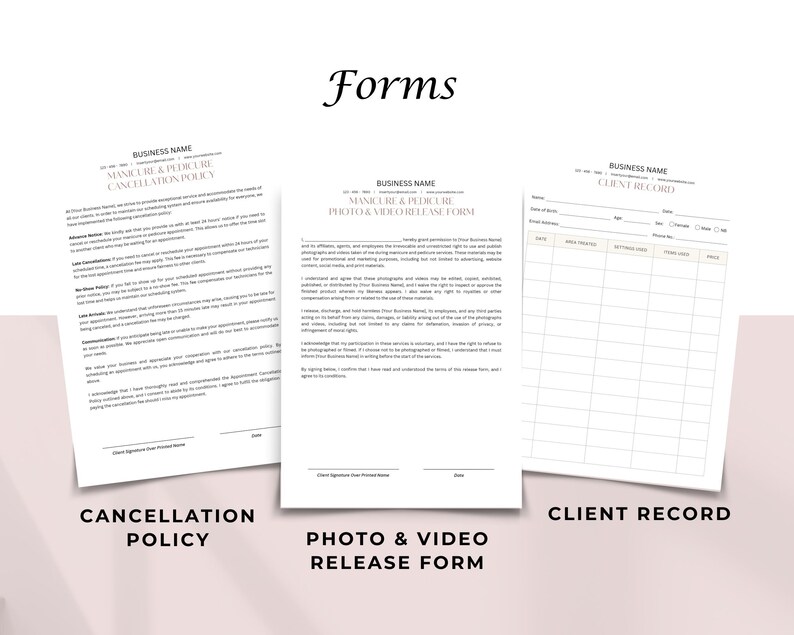 Editable Nail Forms, Nail Consultation, Pedicure Forms, Nail Aftercare ...