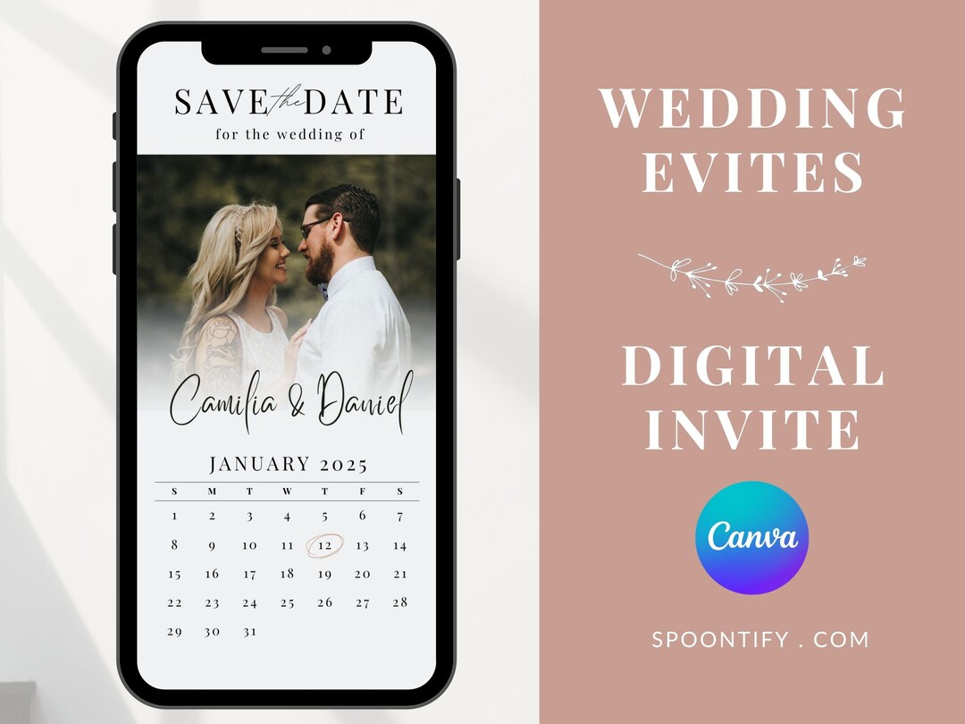 Wedding Invitation Calendar Save the Date Evite Editable - Etsy
