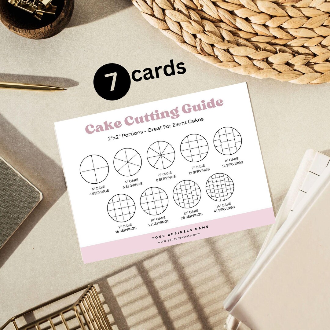 Cake Cutting Guide Card Printable, Editable Canva Template, Bakery ...
