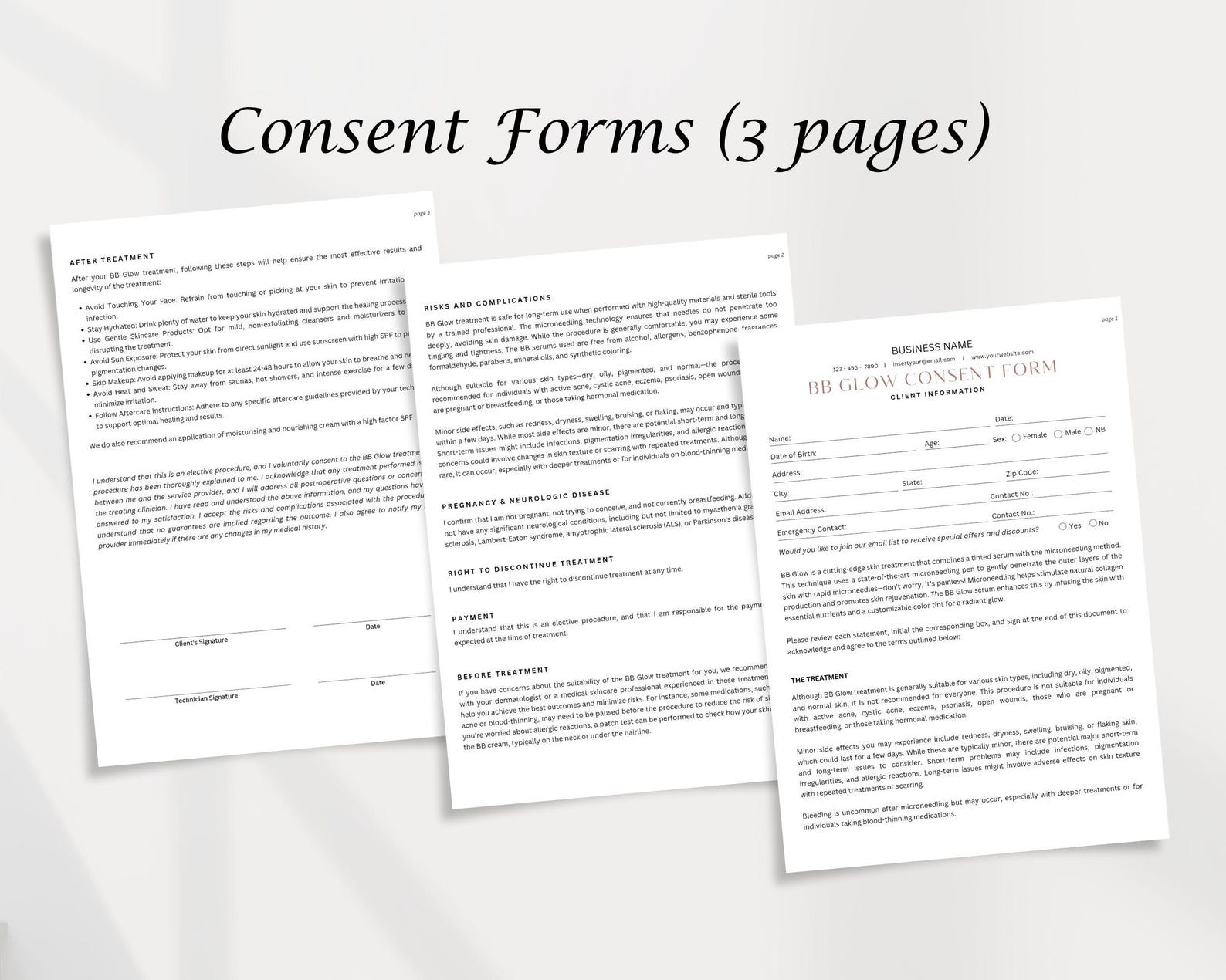 BB Glow Forms, Client Consent Form, Invoice Template, Business Card ...