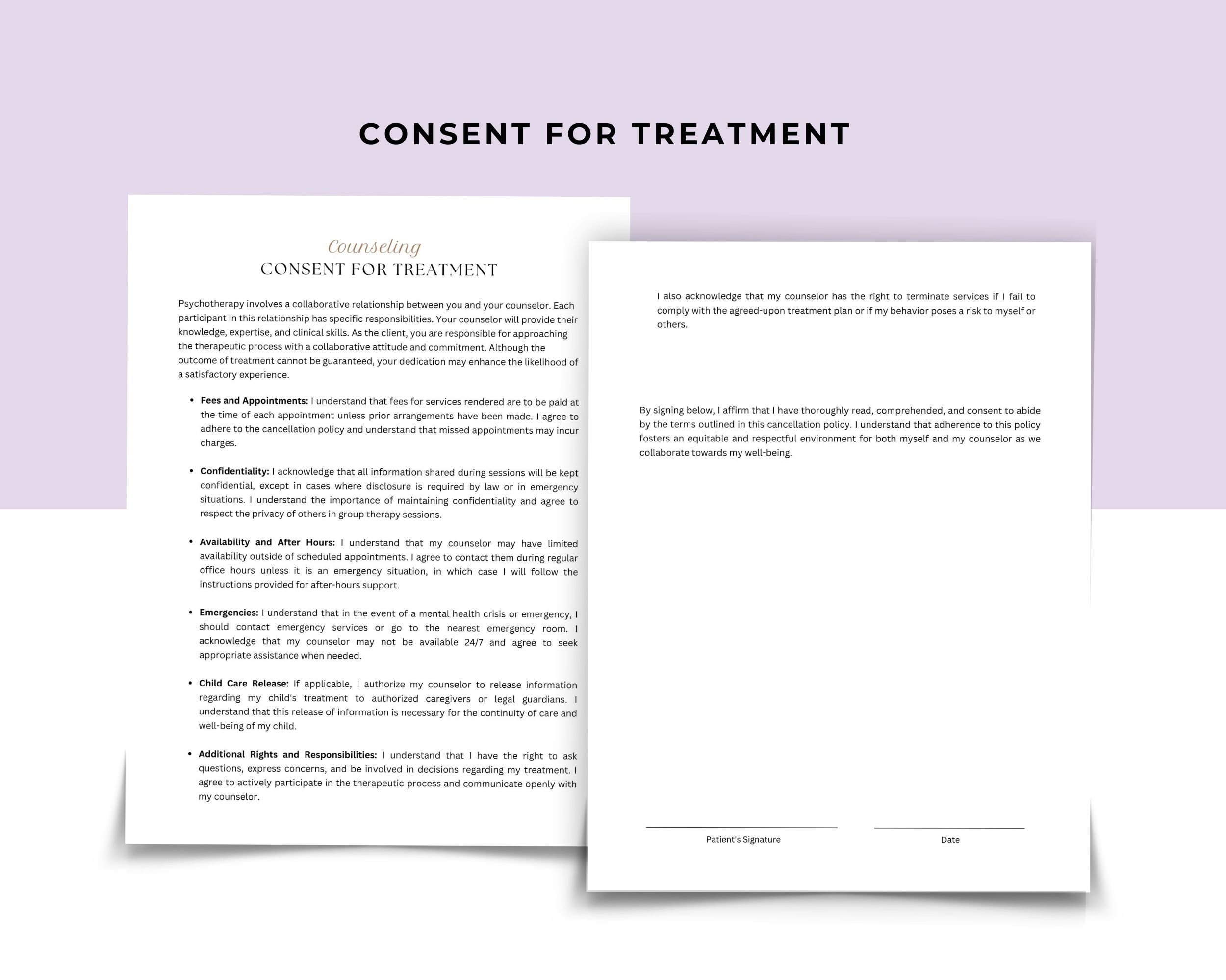 Counseling Intake Form, Informed Consent for Counseling and ...