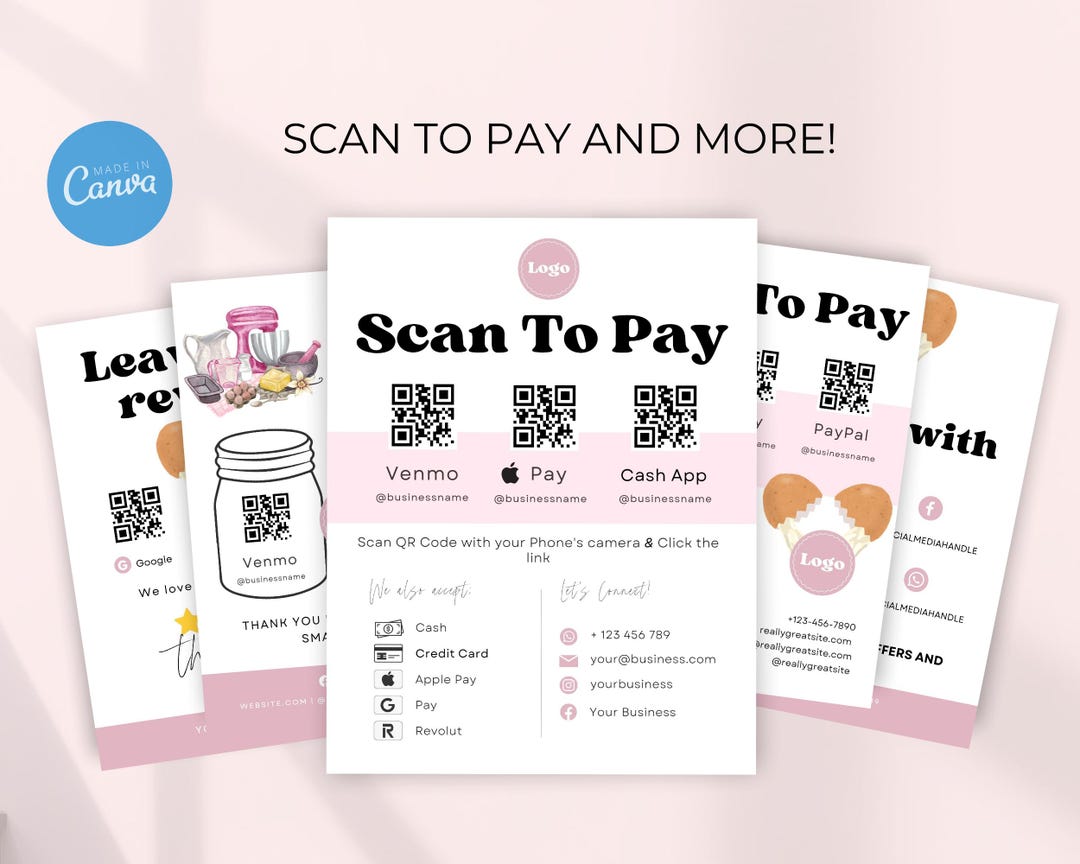 Scan to Pay Forms Printable, Virtual Tip Jar, Leave Us a Review Form ...