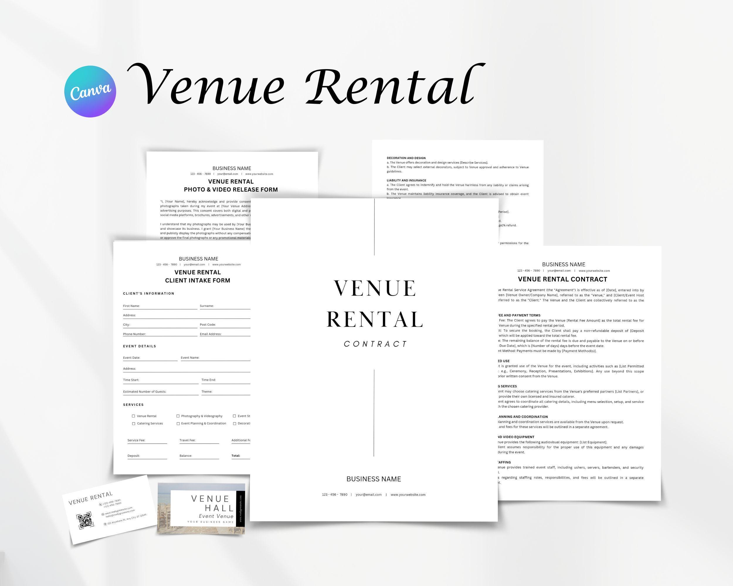 Venue Rental Contract Forms, Event Venue, Wedding Venue Contract, Event ...