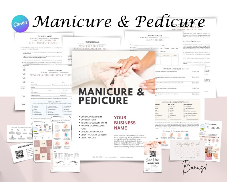 Editable Nail Forms, Nail Consultation, Pedicure Forms, Nail Aftercare ...