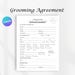 Grooming Agreement Form, Printable Form, Dog and Cat Grooming Agreement ...