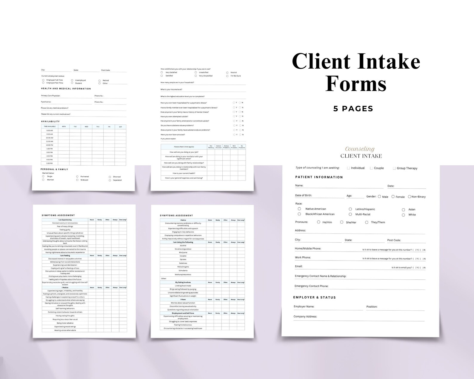 Counseling Intake Form, Informed Consent for Counseling and ...