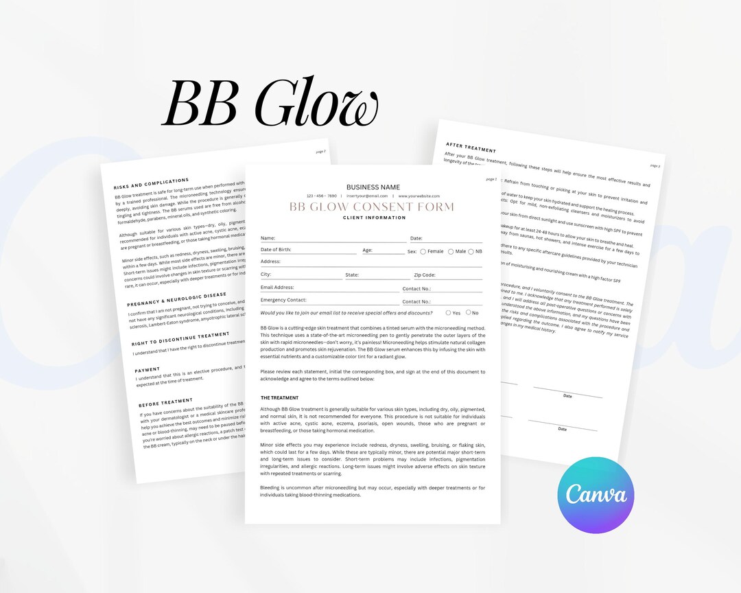 BB Glow Forms, Client Consent Form, Invoice Template, Business Card ...