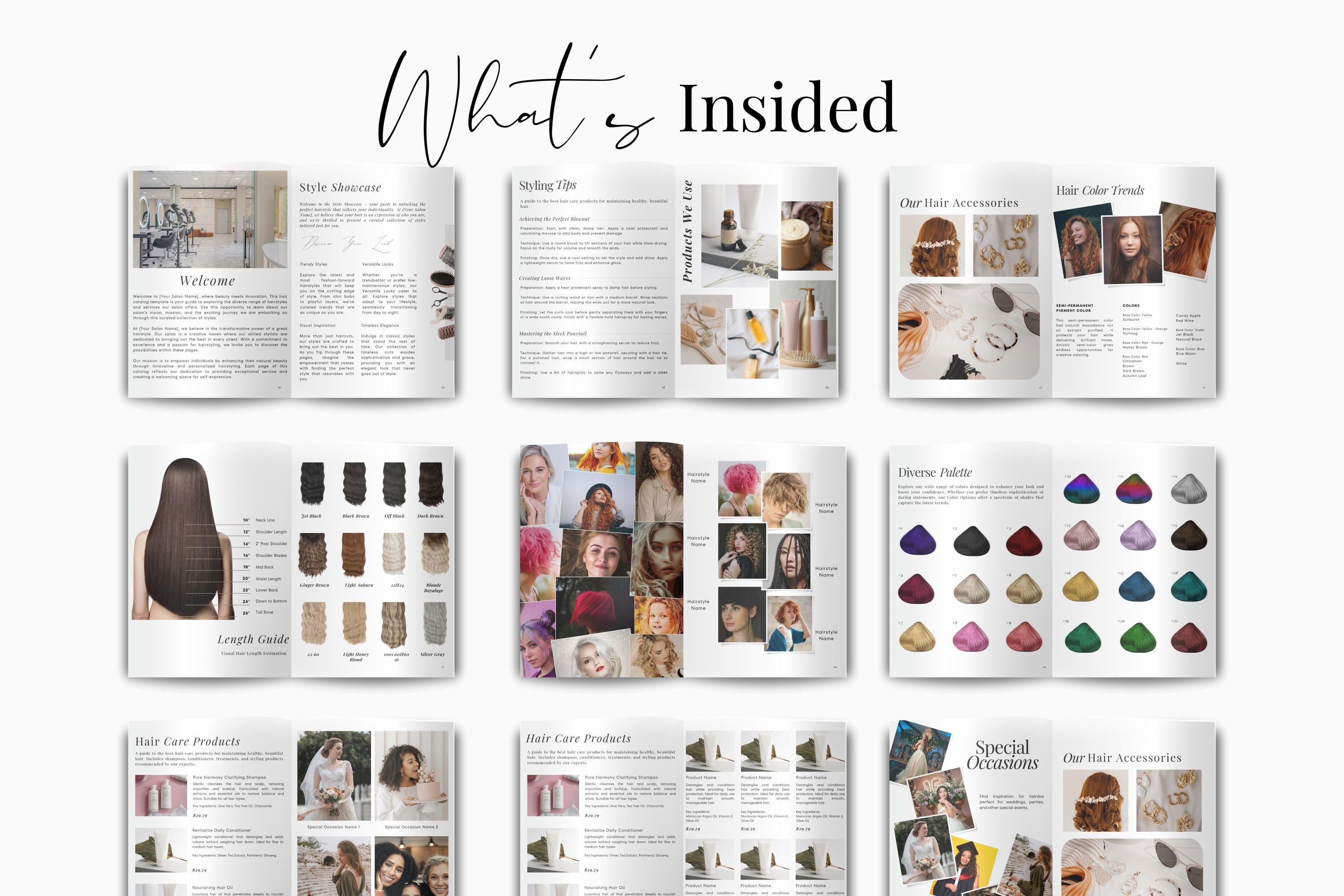 Hair Catalog Canva Template, Product Catalogue, Hair Salon Guide ...