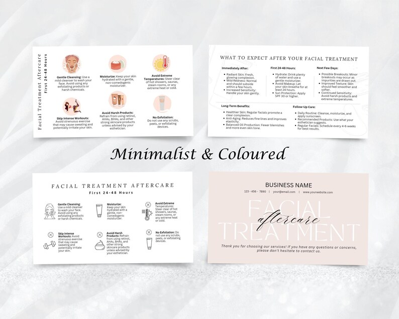 Facial Treatment Care Card, Aftercare Card Template, Care Card ...