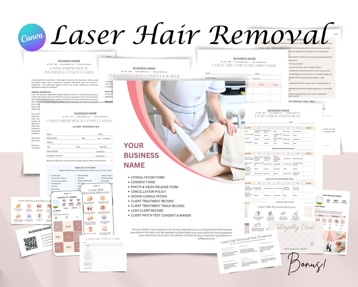 Editable Laser Hair Removal Consent Forms, Intake Form, Fitzpatrick ...