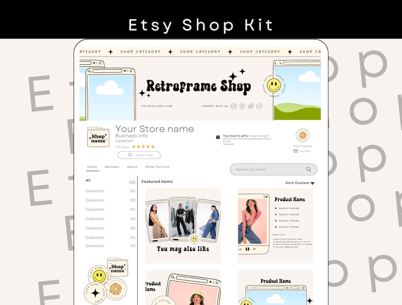 Etsy Shop Kit Bundle, Editable Canva, Etsy Banner Templates, Product ...