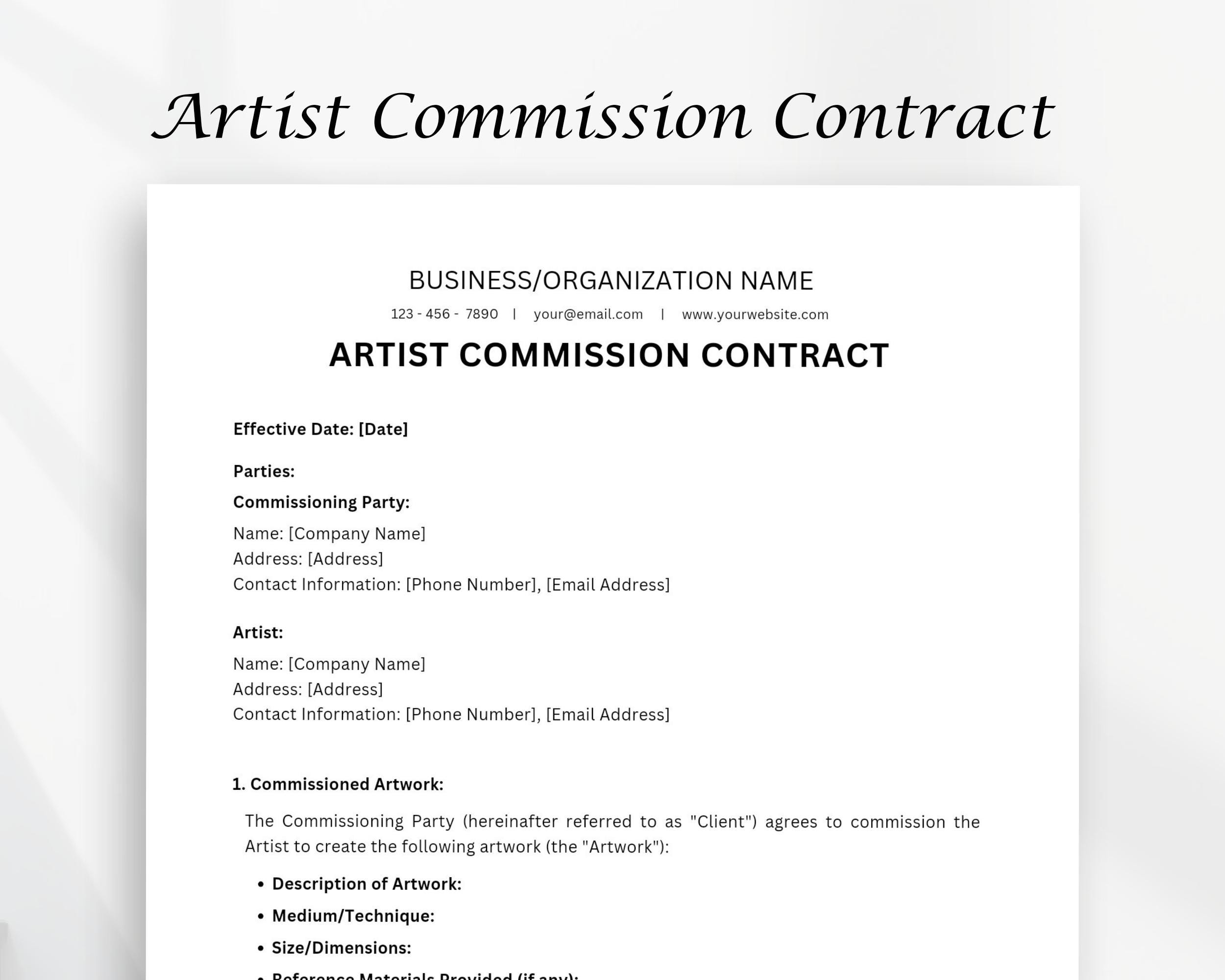 Artist Contract Examples