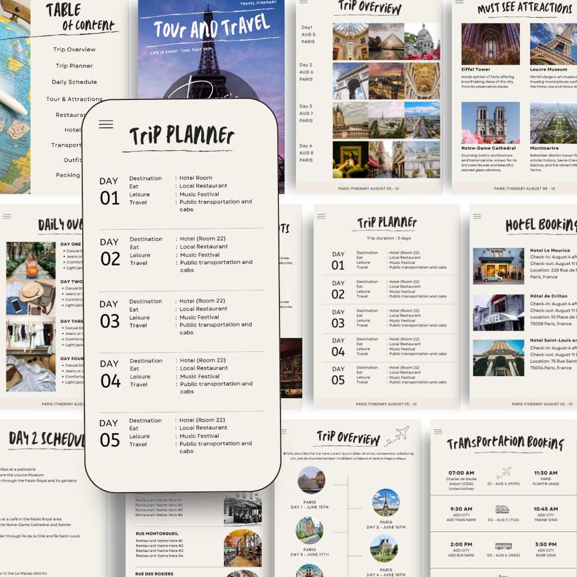 Travel Itinerary Templates, Mobile Itinerary, Travel Schedule ...