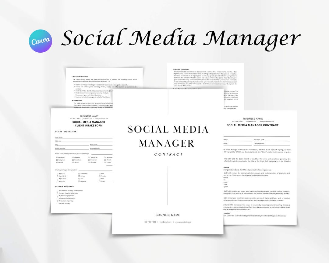 Social Media Manager Contract Template, Freelance Social Media ...
