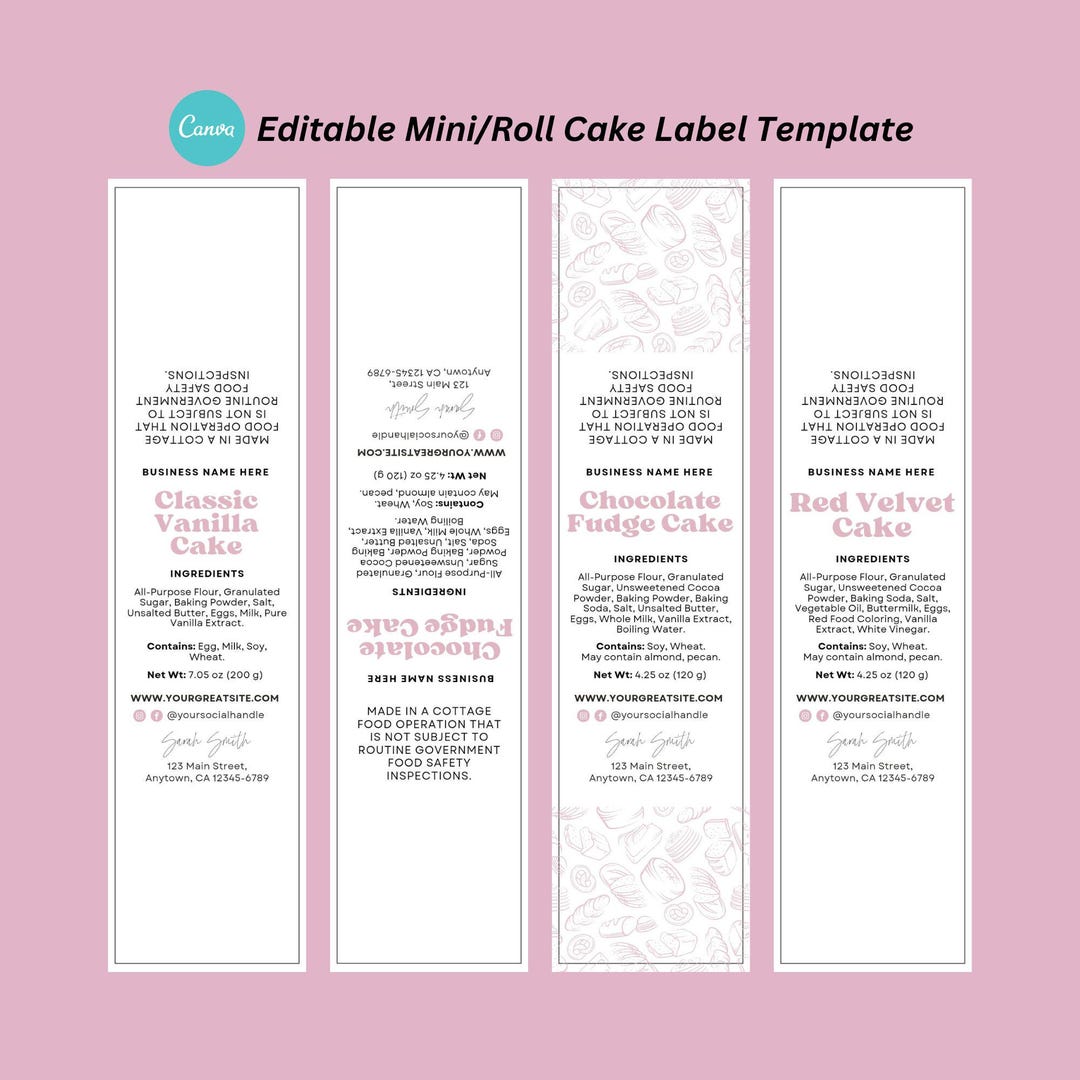 Mini Cake Label Printable, Tin Label Prints, Editable Canva Template ...