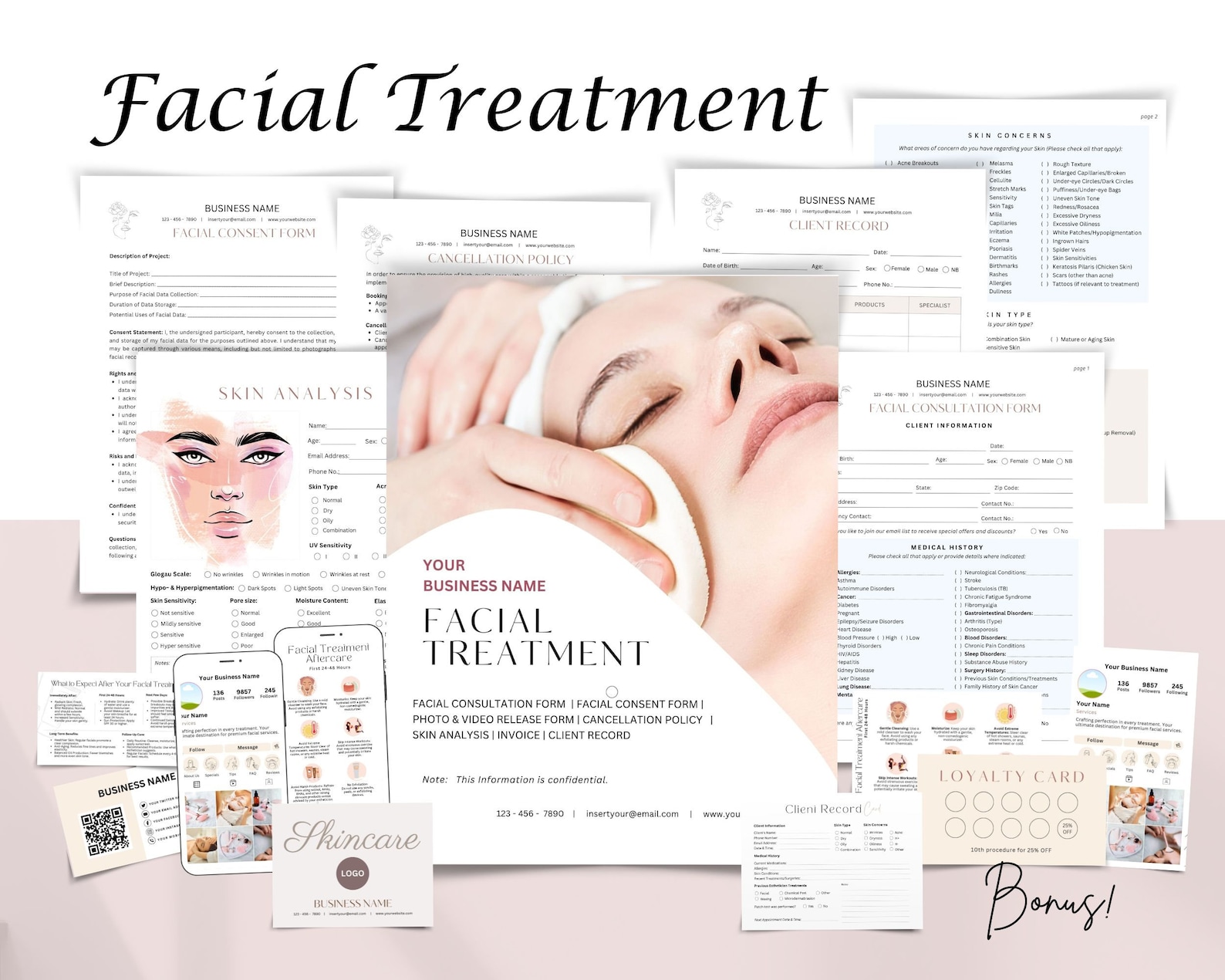 Editable Facial Treatment Forms, Esthetician Templates, Printable ...