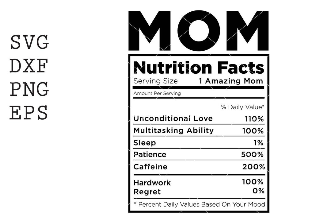Mom Nutrition Facts SVG, PNG File, Instant Digital Download - Etsy
