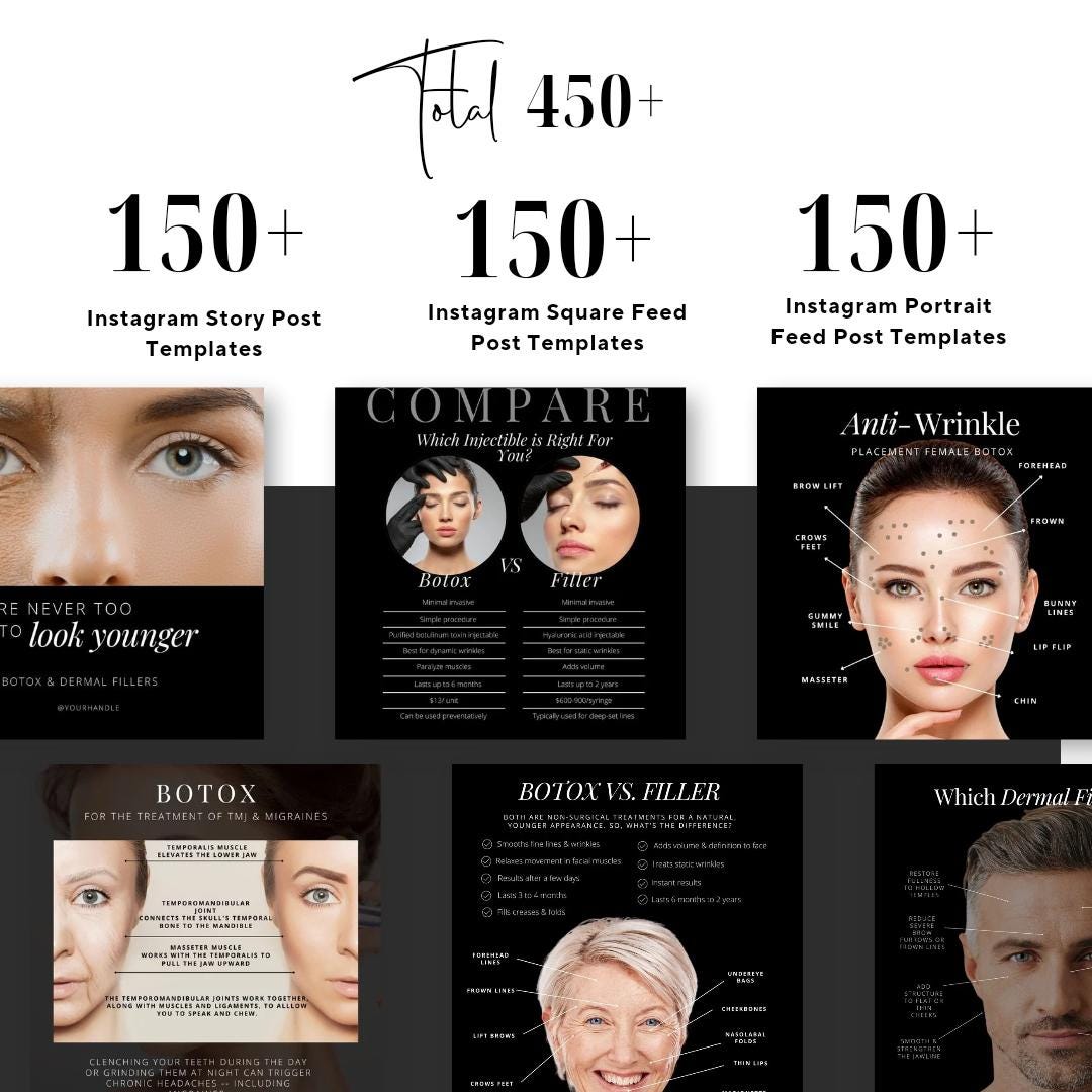 Botox and Filler Instagram Templates, Botox Templates, Beauty Skincare ...
