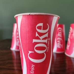 Set of 5 Vintage Coca Cola Wax Paper Cups, Rare Coca-cola, Coke, Coke ...