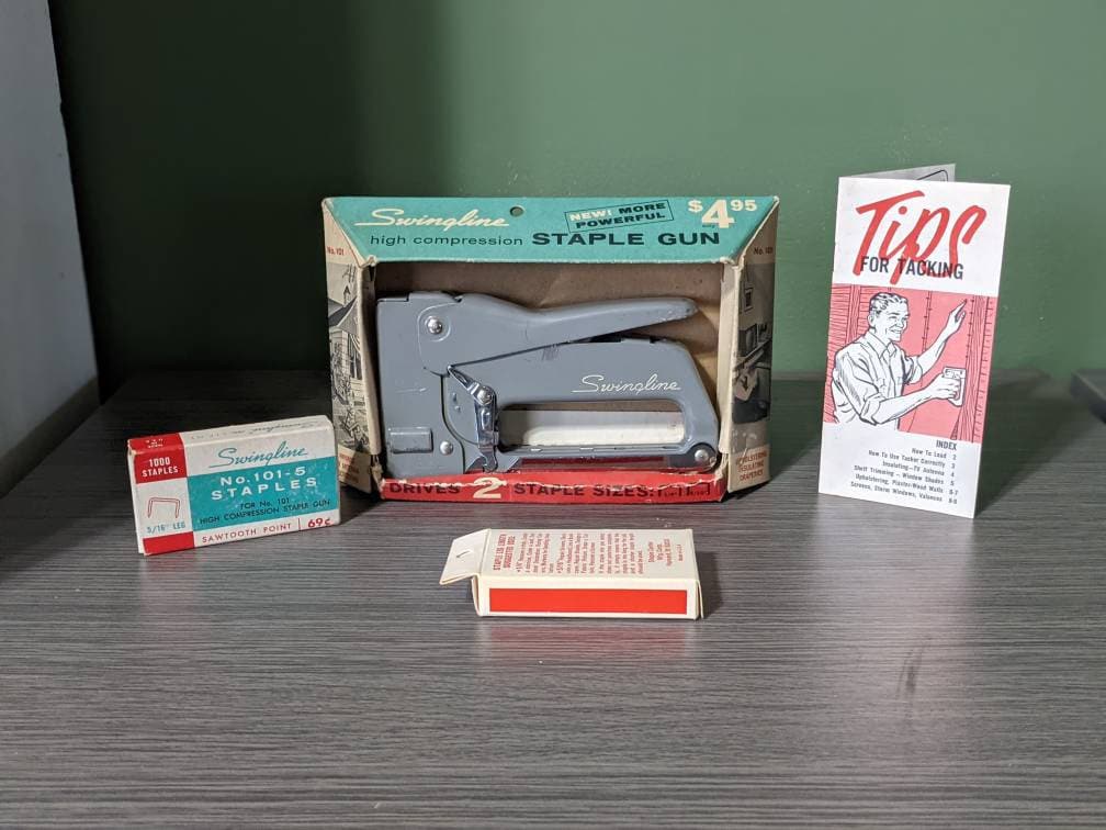 Vintage 1950 s Swingline High Compression Stapler Original Packaging and Manual NOS 101 Staples Awesome Vintage Advertising Stapler Etsy UK