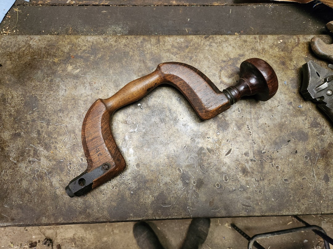 Antique Wooden Brace Drill, Beautiful Wood Grain, Antique Drill ...