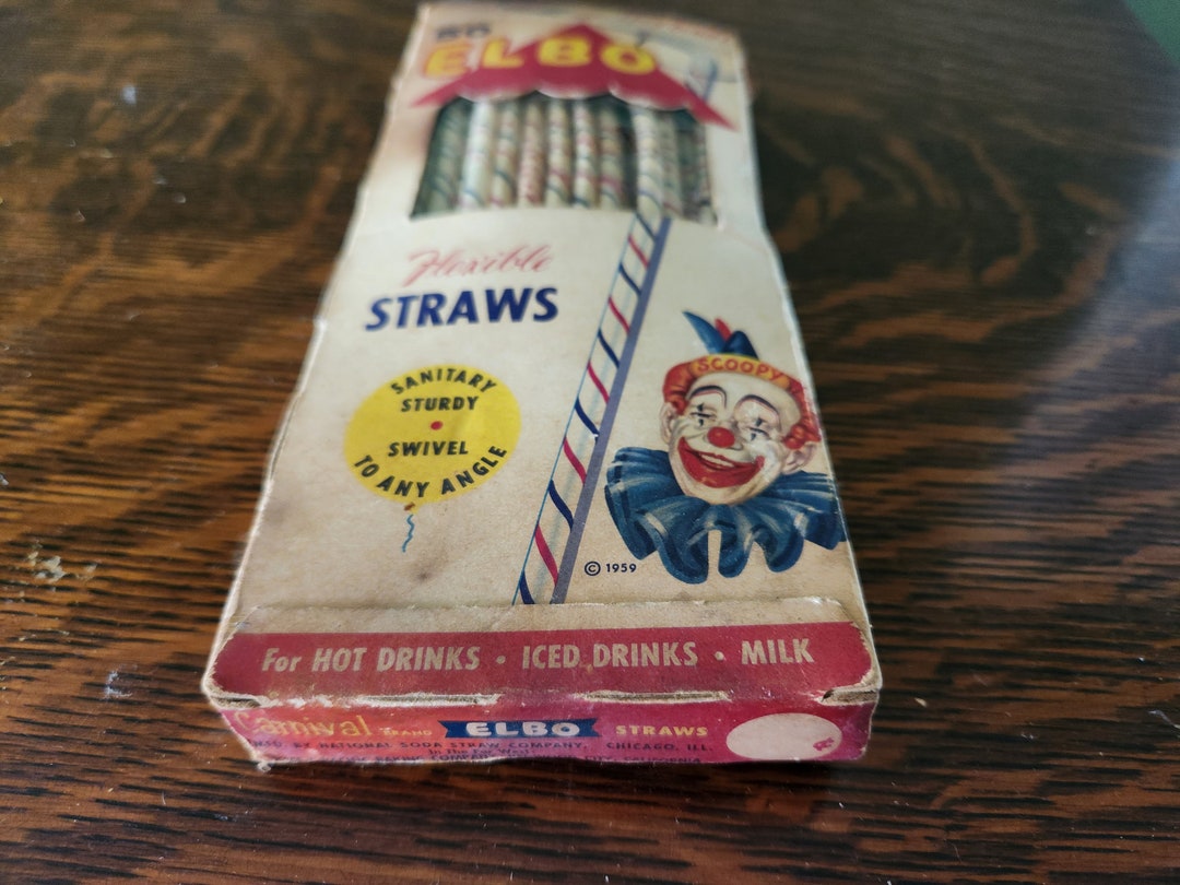 Vintage 1959 Carnival Brand Elbo Straws, Carnival Themed Straws, Elbo ...