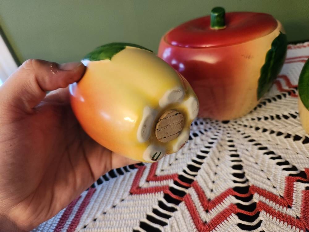 Antique Hull Pottery Blushing Apple Set Salt and Pepper - Etsy