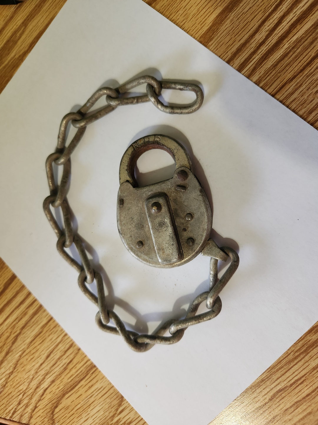 Antique Steel Lock Without Key, Norther Pacific Railroad, N. P. R ...