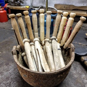 Set of 10 Vintage Round Clothes Pins, Mid-century Clothes Pins, Antique ...