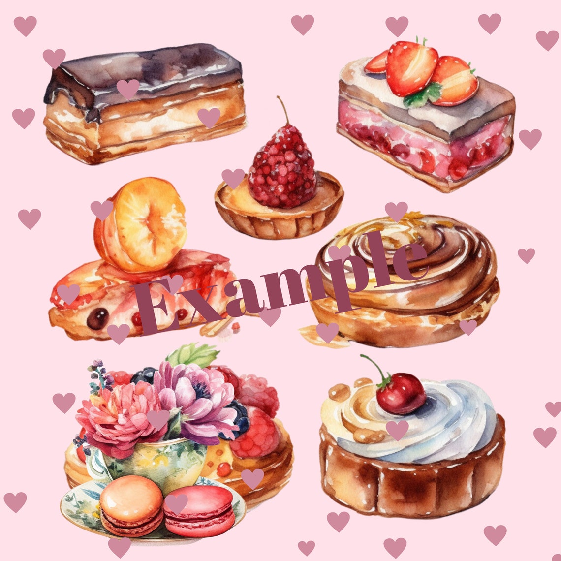 Watercolor French Pastries Vol.1 Clipart | French Desserts PNG ...