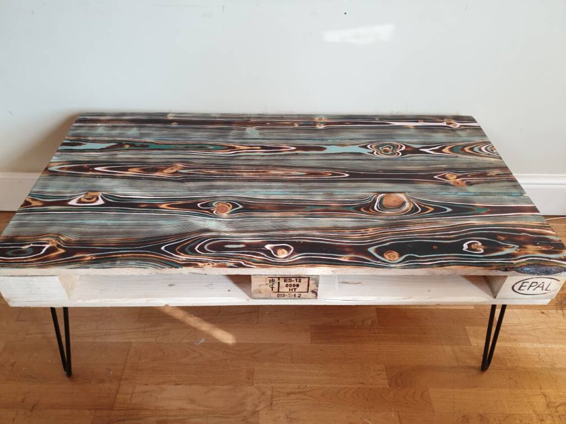 Reclaimed Retro Pallet Coffee Table 'evil Eye' in Urban Farmhouse Style ...