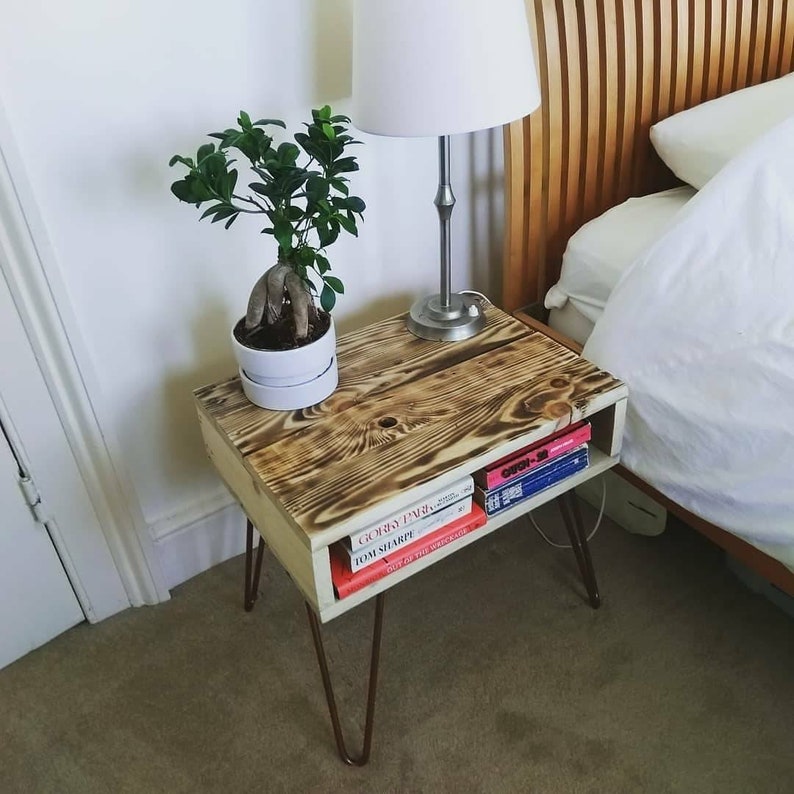 Reclaimed Wood Side Table in Rustic Farmhouse Style Made With - Etsy