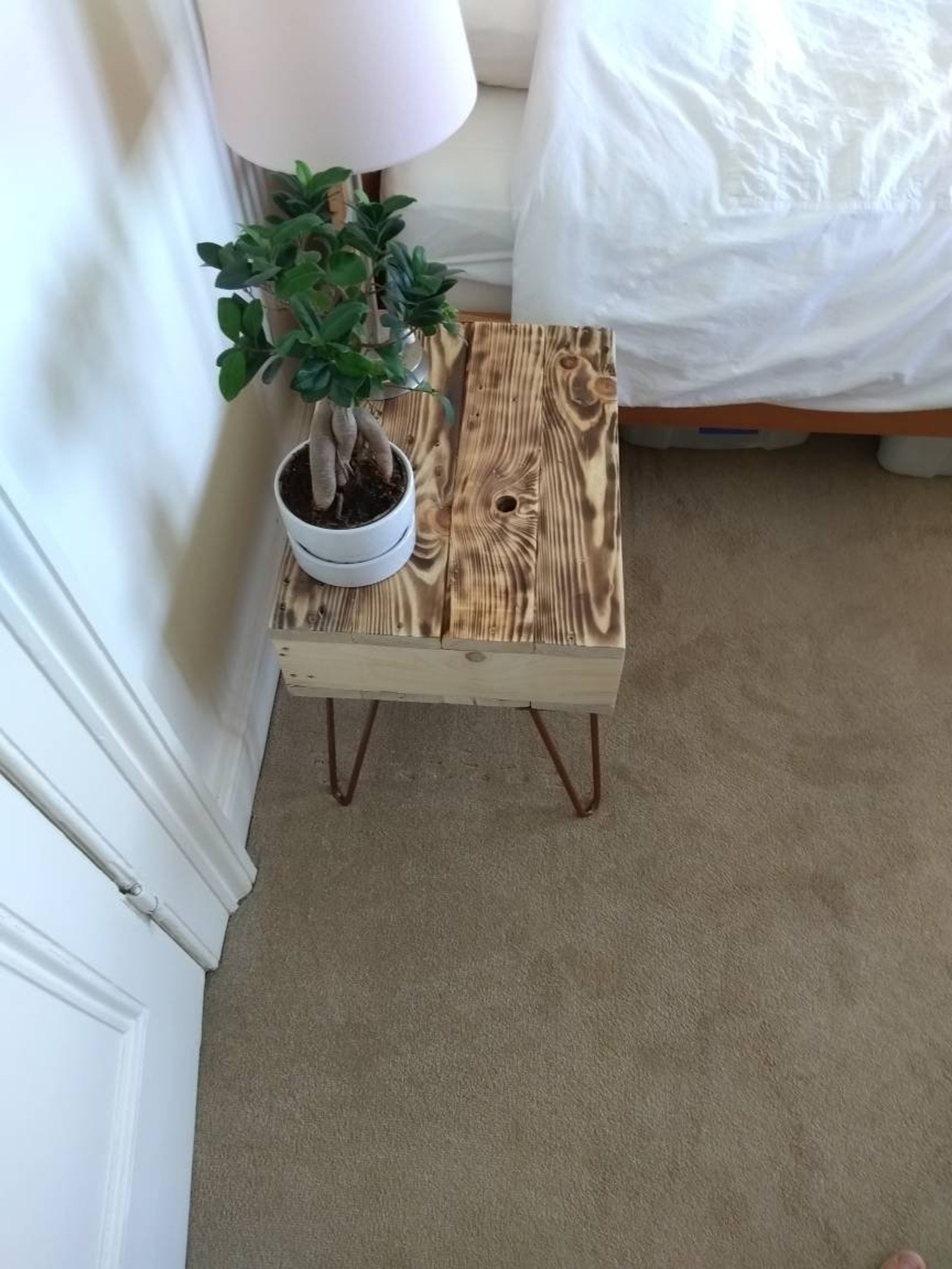 Reclaimed wood side table in rustic farmhouse style made with | Etsy