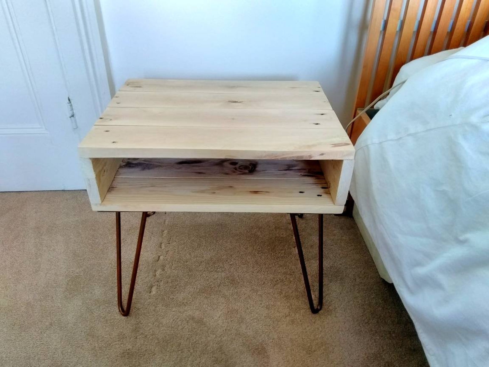 Reclaimed Wood Side Table in Rustic Farmhouse Style Made With - Etsy UK