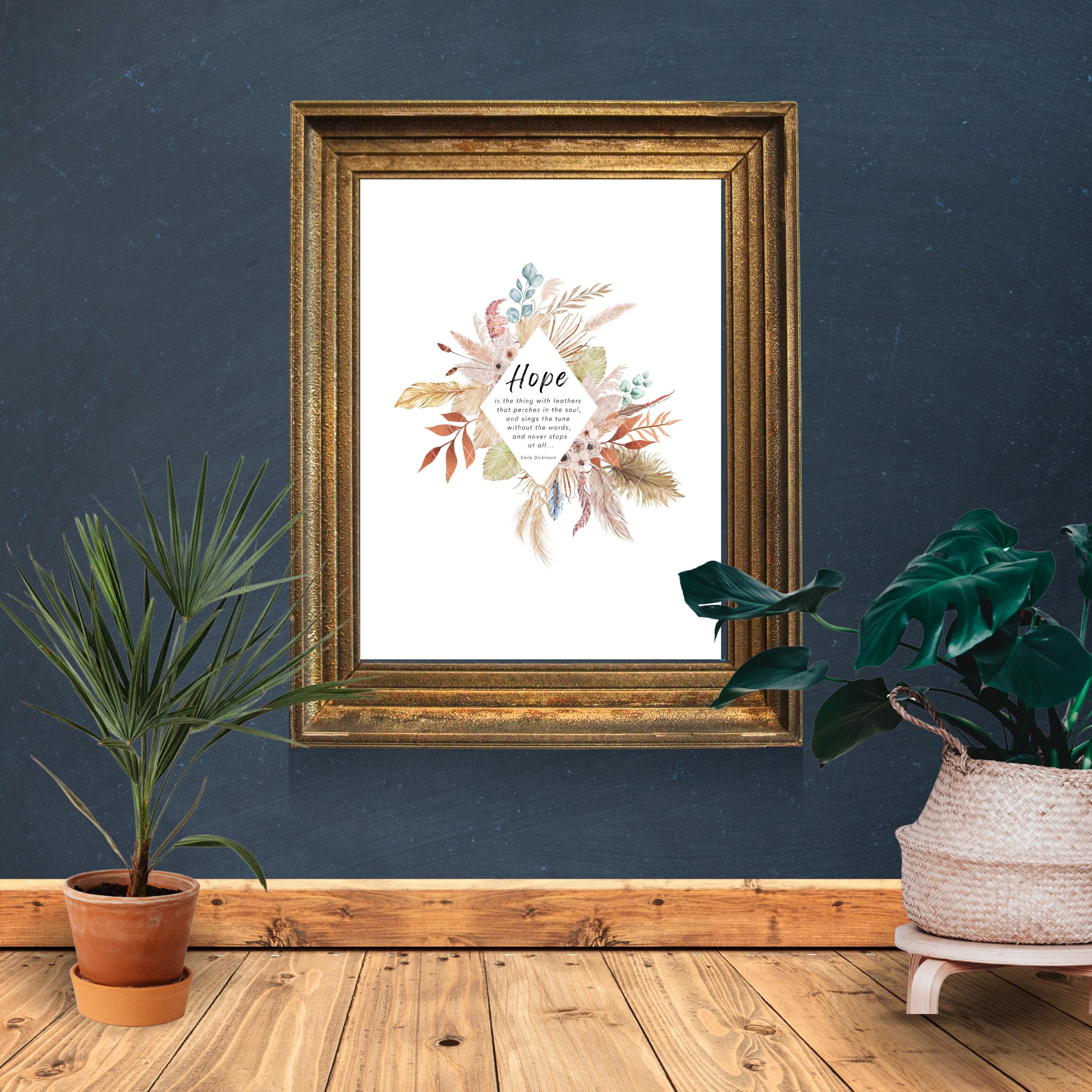 Emily Dickinson Quote Poster, Hope is the Thing With Feathers ...