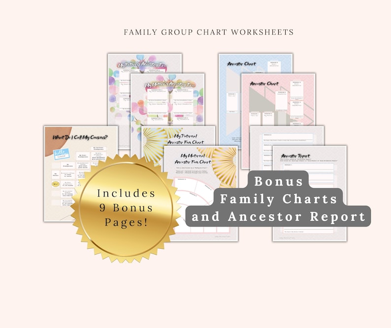 Family Tree Charts Worksheets, Beginner Basic Genealogy History ...