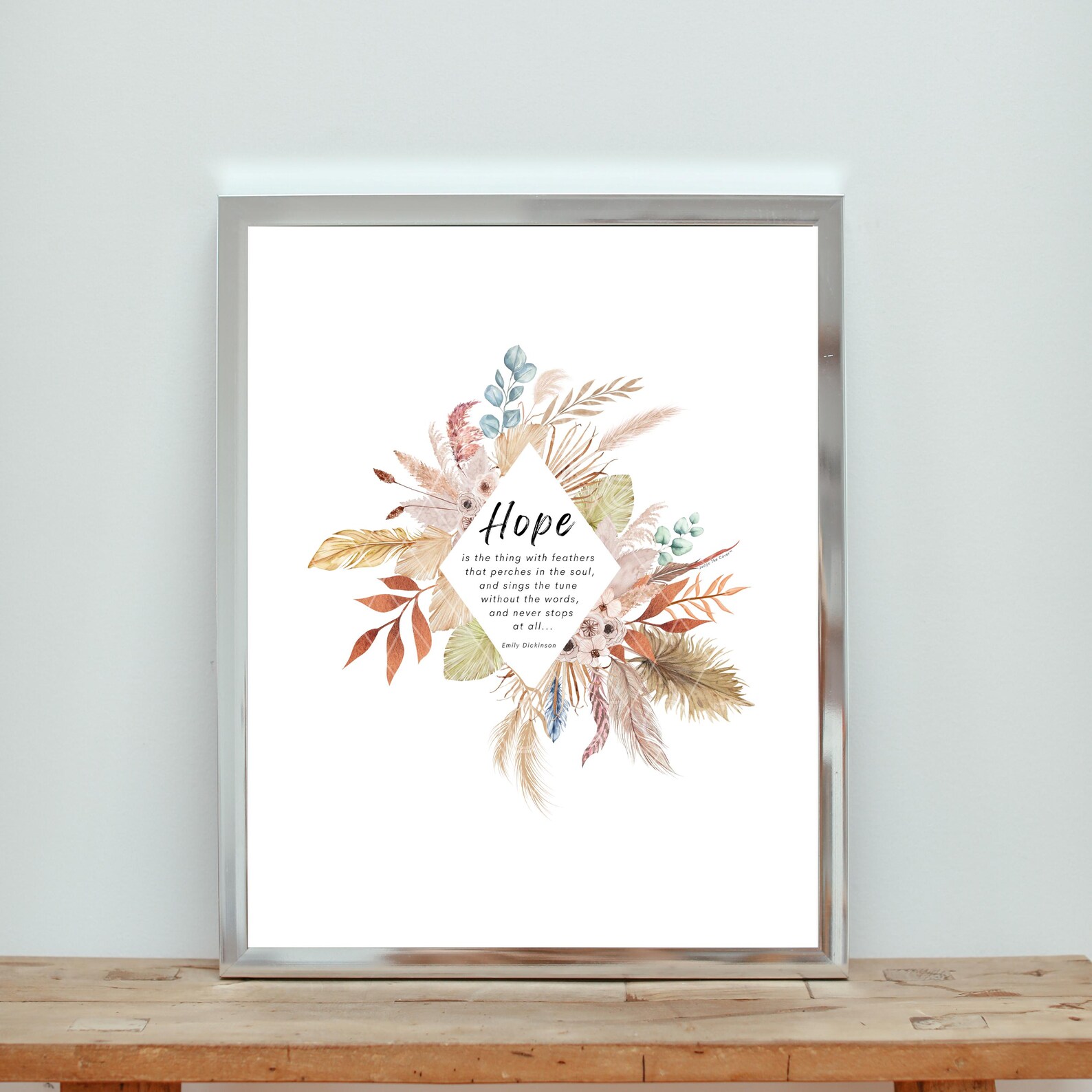 Emily Dickinson Quote Poster, Hope is the Thing With Feathers ...