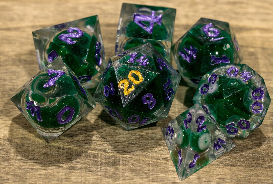 Emerald Liquid Core Polyhedral Dice Set - Etsy