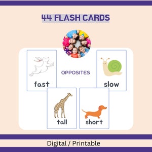 Flash Cards Opposites, Printable Activity, Pairing Cards & Words, Home ...