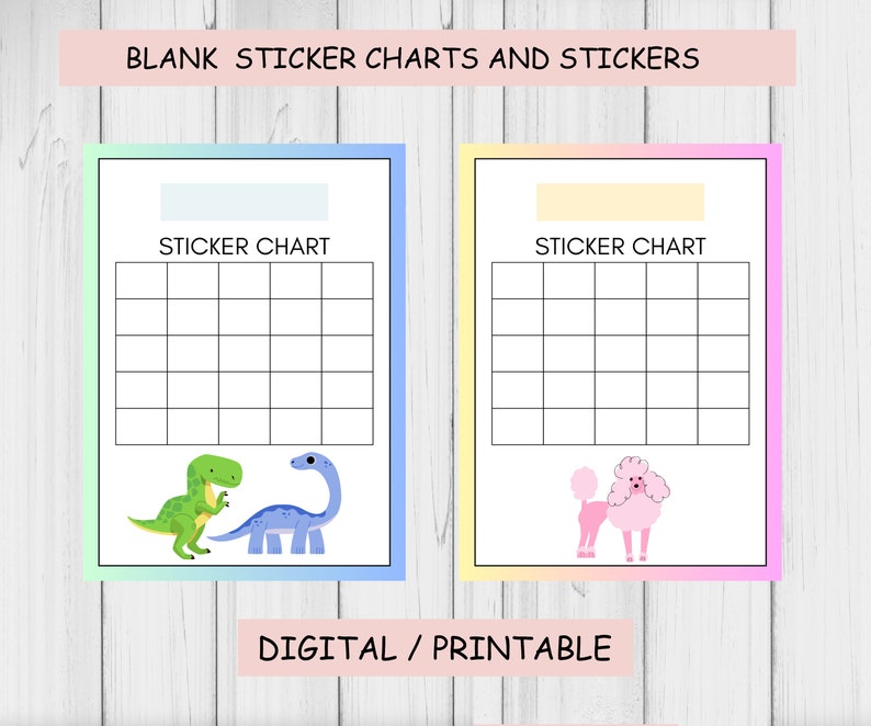 4 Reward Charts, Sticker Chart, 40 Stickers, A4 Printable, Digital ...